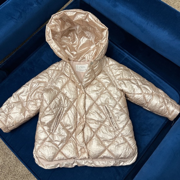Zara | Jackets & Coats | Zara Toddler Puff Rose Gold Quilted Jacket ...